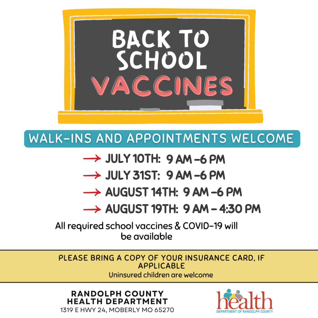 Back-to-School Vaccine ClinicRandolph County Health Department